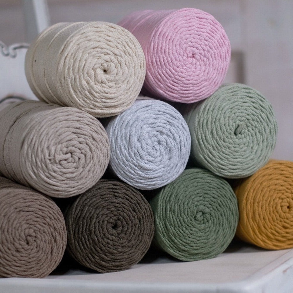 Makramee Garn PREMIUM geflochten 3 mm, Länge 100/200m – naturliebe-landhaus